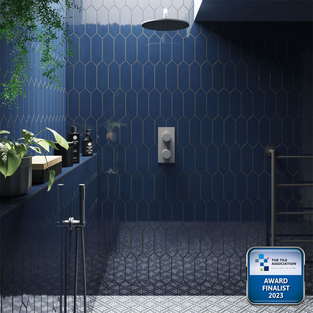 Cast Dark Blue Ceramic Wall 100x300mm — Tiles & Stone Direct