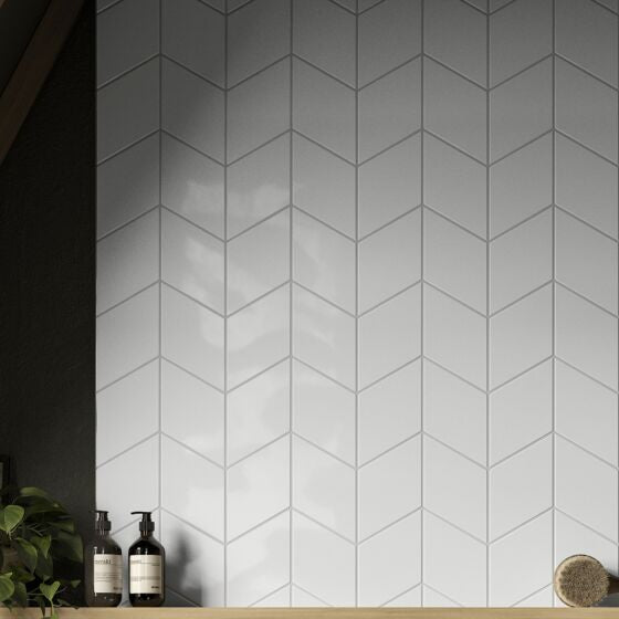 Rhomboid White Ceramic Wall 152x263mm — Tiles & Stone Direct