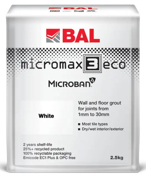 BAL Micromax3 Eco Grout White 2.5kg — Tiles & Stone Direct